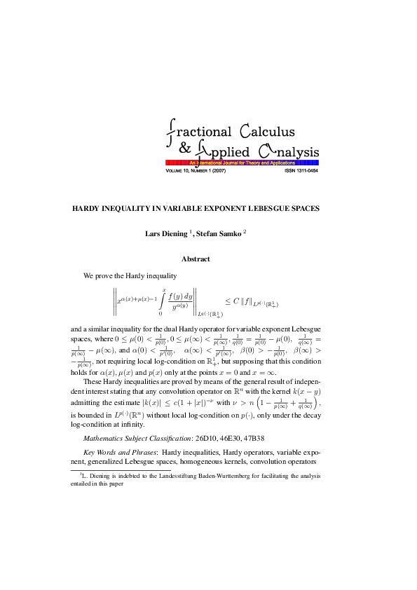 Pdf Variable Exponent Lebesgue Spaces 4789