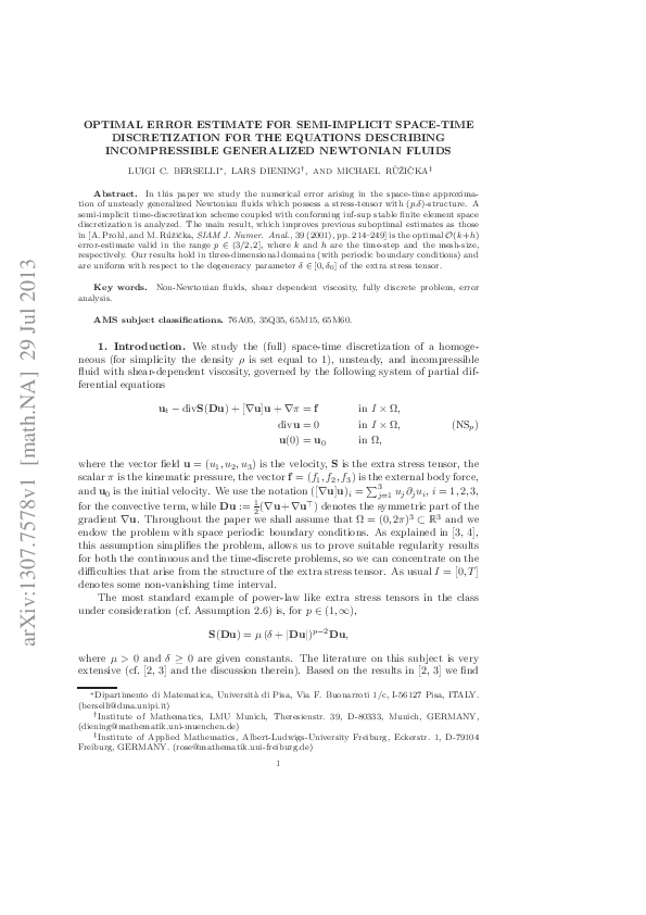Pdf Optimal Error Estimate For Semi Implicit Space Time