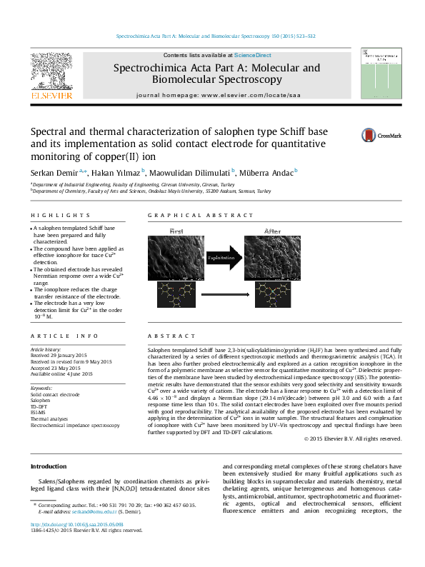 (PDF) Spectral and thermal characterization of salophen type Schiff ...