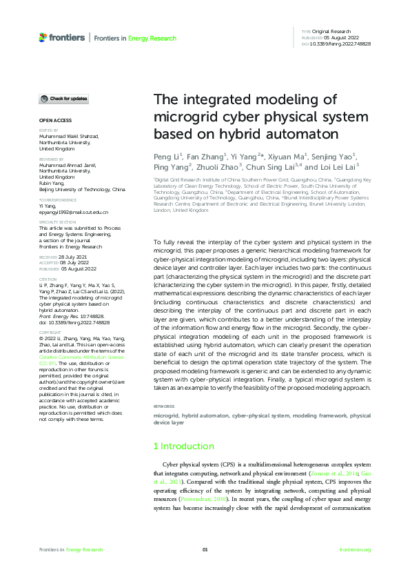(PDF) The integrated modeling of microgrid cyber physical system based on hybrid automaton ...
