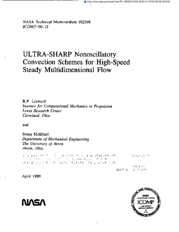 Pdf Ultra Sharp Nonoscillatory Convection Schemes For High Speed Steady Multidimensional Flow