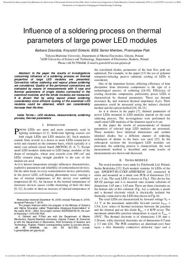 (PDF) Influence of a Soldering Process on Thermal Parameters of Large ...