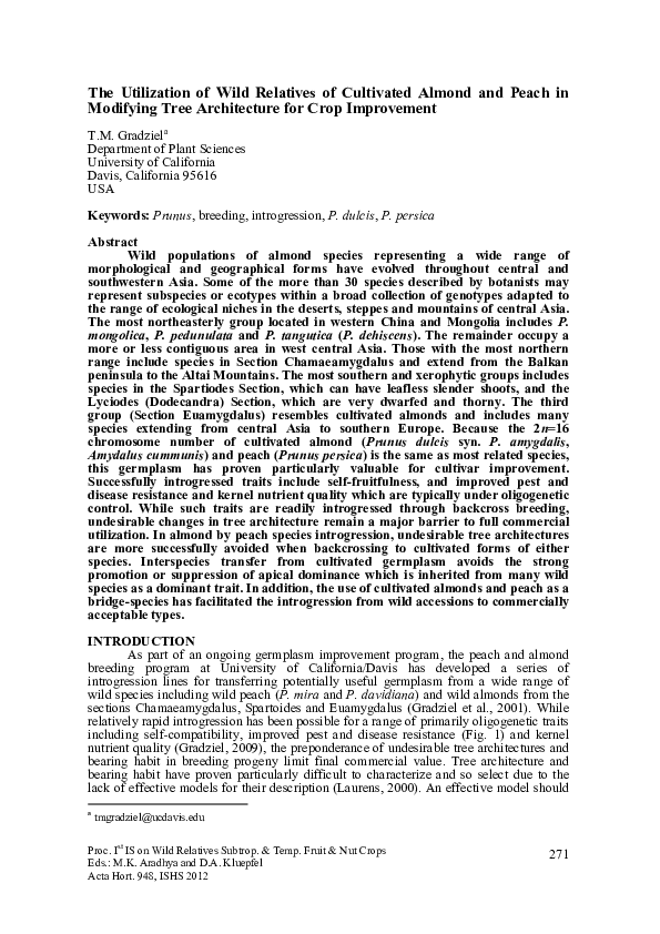 (PDF) The Utilization of Wild Relatives of Cultivated Almond and Peach in Modifying Tree ...
