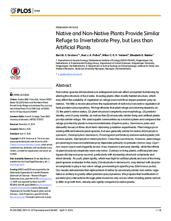 (PDF) Native and Non-Native Plants Provide Similar Refuge to ...