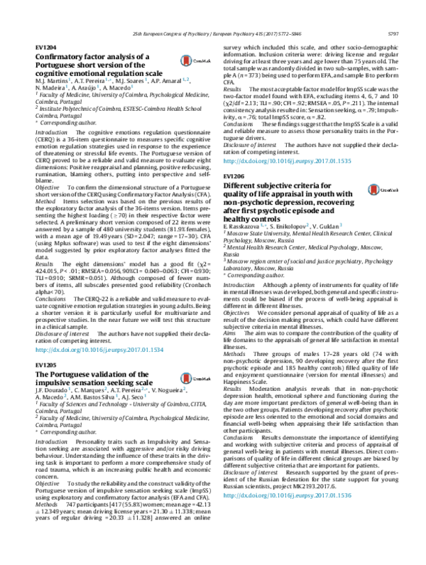 (PDF) The Portuguese validation of the impulsive sensation seeking scale