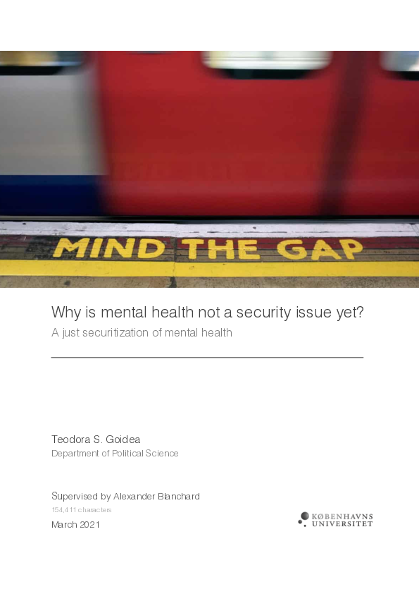 (PDF) Why is mental health not a security issue yet? A just securitization of mental health