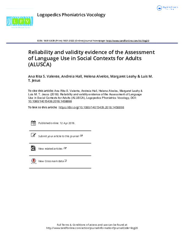 (PDF) Reliability and validity evidence of the Assessment of Language Use in Social Contexts for ...