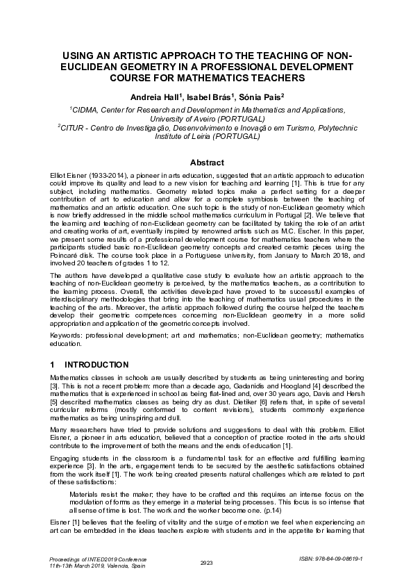 (PDF) Using an Artistic Approach to the Teaching of Non-Euclidean ...