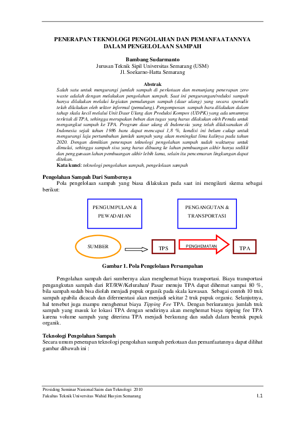 (PDF) Penerapan Teknologi Pengolahan Dan Pemanfaatannya Dalam Pengelolaan Sampah