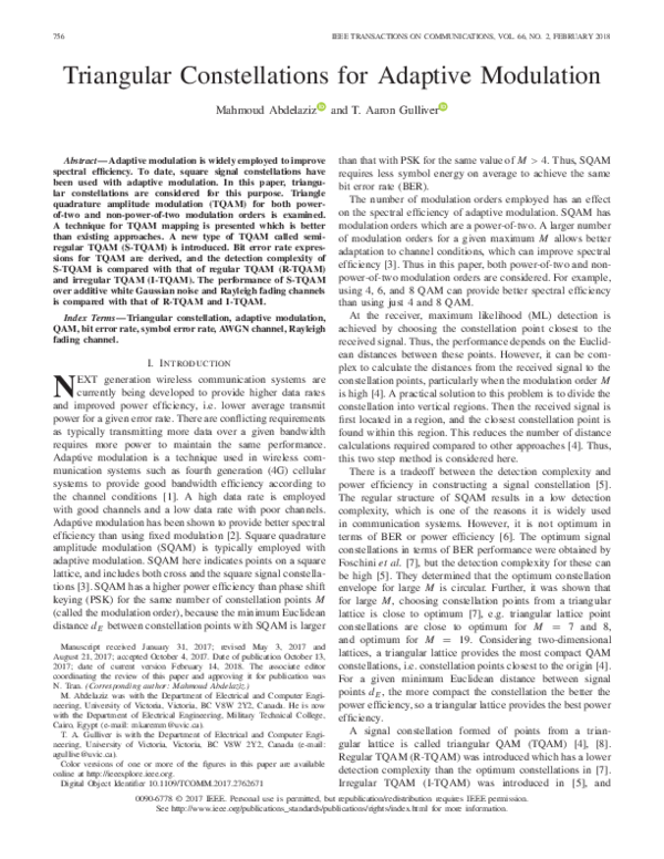 (PDF) Triangular Constellations for Adaptive Modulation