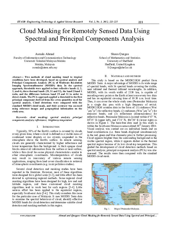 (PDF) Cloud Masking for Remotely Sensed Data Using Spectral and Principal Components Analysis