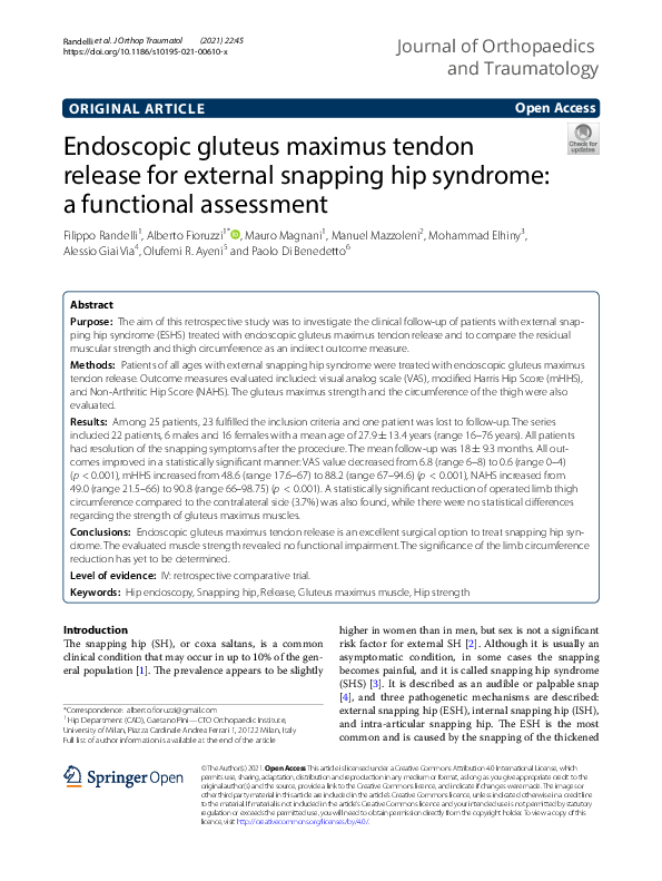 (PDF) Endoscopic gluteus maximus tendon release for external snapping ...
