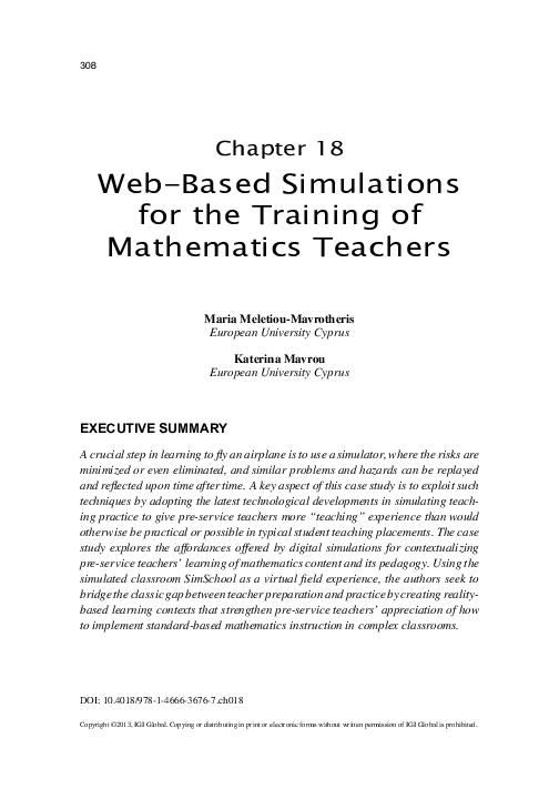 (PDF) Web-Based Simulations for the Training of Mathematics Teachers