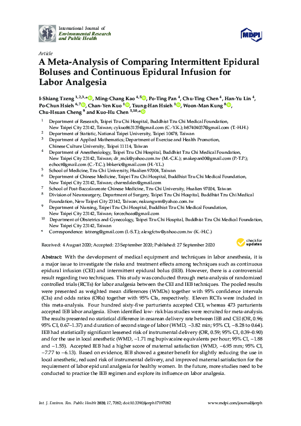 (PDF) A Meta-Analysis of Comparing Intermittent Epidural Boluses and ...