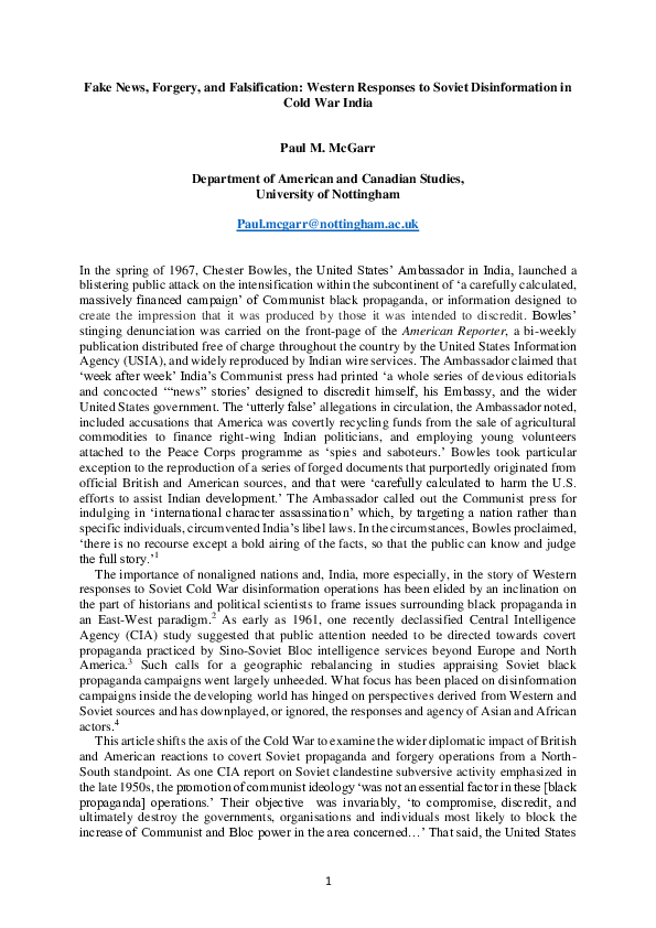 (PDF) Fake News, Forgery, and Falsification: Western Responses to ...