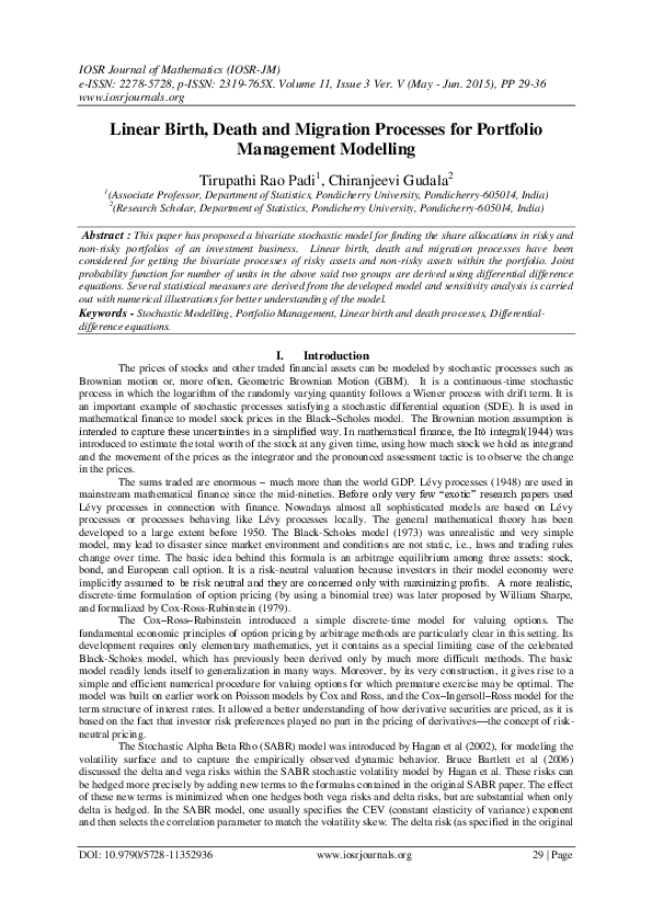 (PDF) Linear Birth, Death and Migration Processes for Portfolio ...