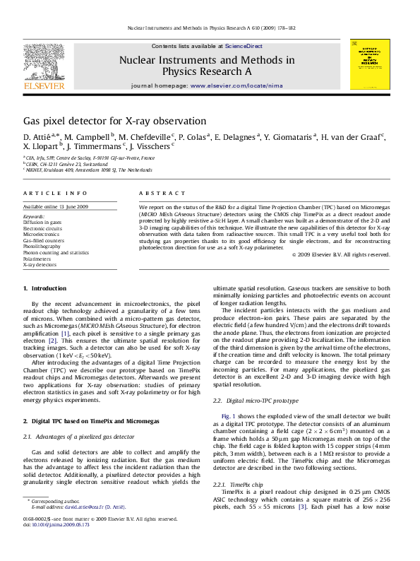 Pdf Gas Pixel Detector For X Ray Observation J Visschers