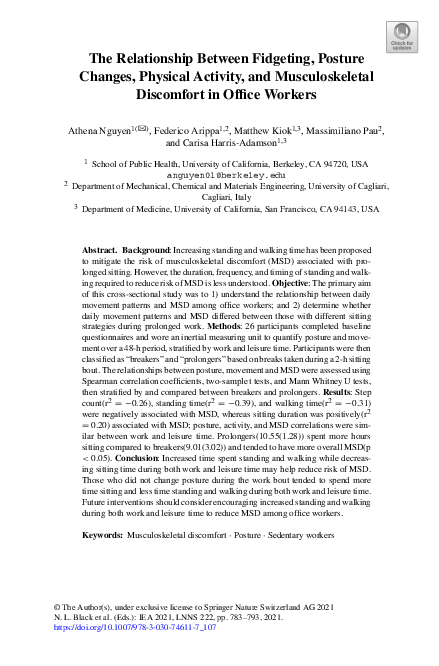 (PDF) The Relationship Between Fidgeting, Posture Changes, Physical ...