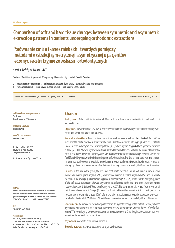 (PDF) Comparison of soft and hard tissue changes between symmetric and ...