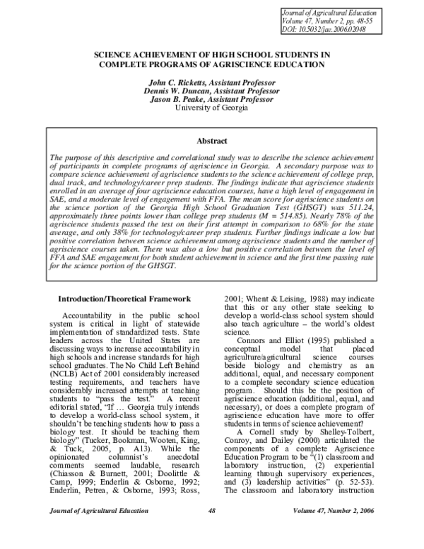 (PDF) Science Achievement Of High School Students In Complete Programs ...