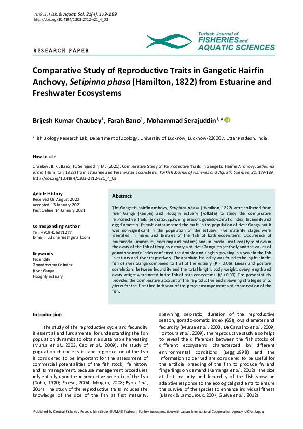 (PDF) Comparative Study of Reproductive Traits in Gangetic Hairfin ...