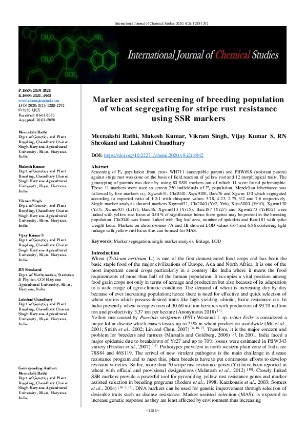 (PDF) Marker assisted screening of breeding population of wheat ...