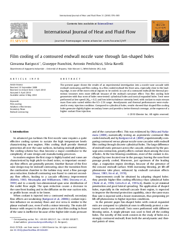 (PDF) Film cooling of a contoured endwall nozzle vane through fan ...