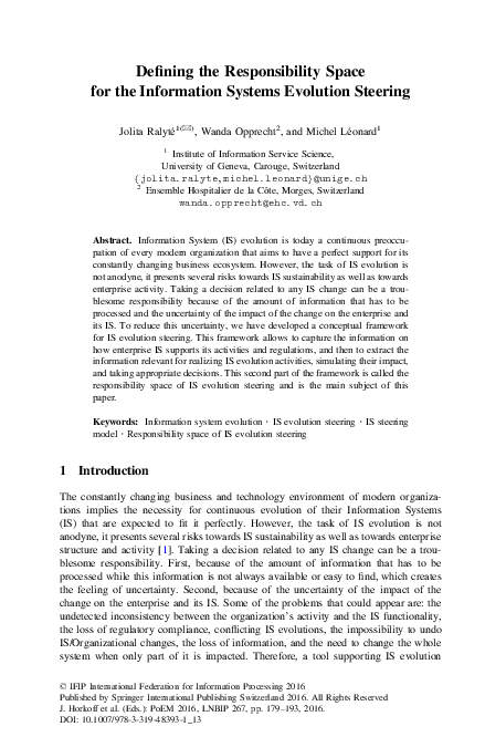 (PDF) Defining the Responsibility Space for the Information Systems Evolution Steering