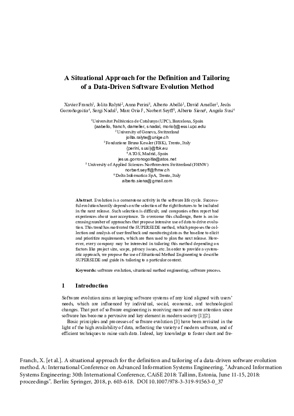 (PDF) A Situational Approach for the Definition and Tailoring of a Data-Driven Software ...