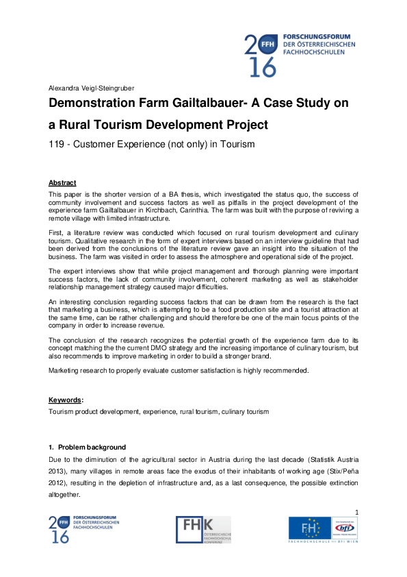 (PDF) Rural Tourism Development: Gailtalbauer Case Study