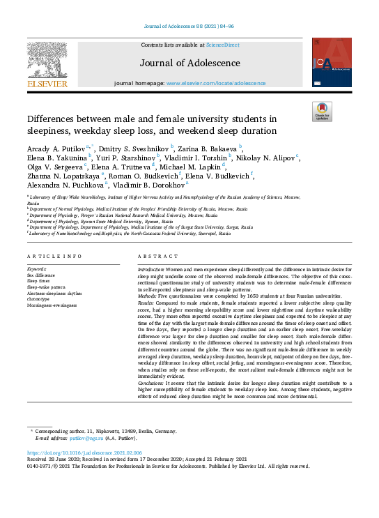 (PDF) Differences between male and female university students in ...