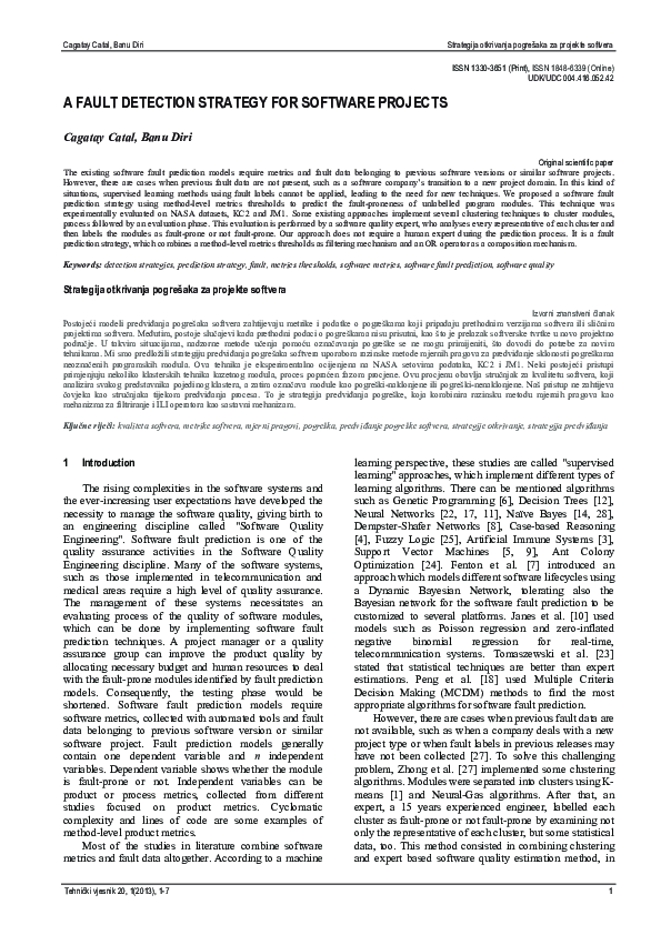 (PDF) A fault detection strategy for software projects