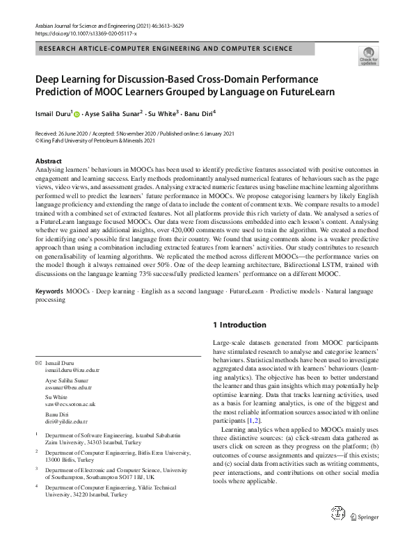 (PDF) Deep Learning for Discussion-Based Cross-Domain Performance ...