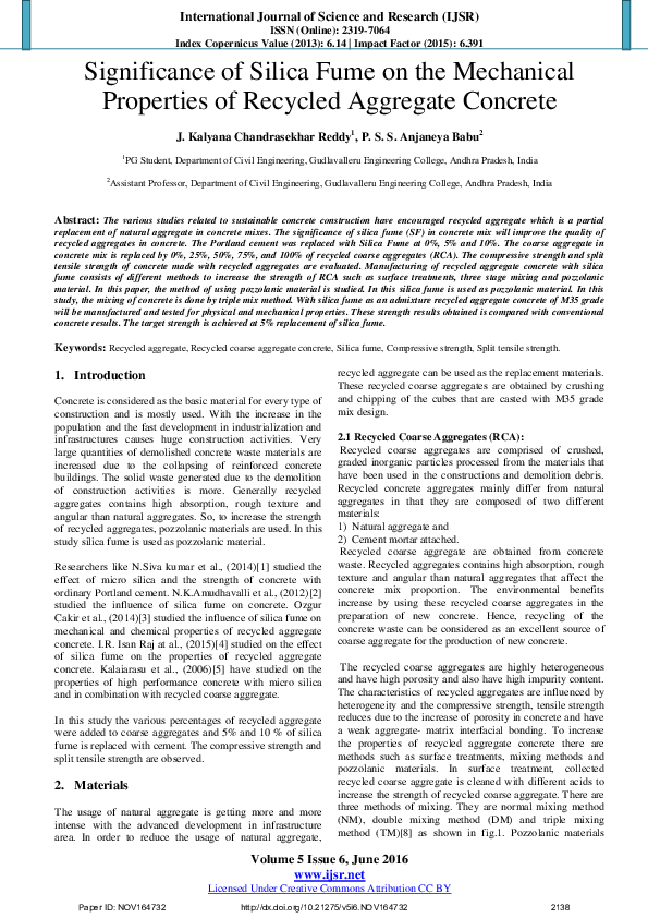 (PDF) Significance of Silica Fume on the Mechanical Properties of ...