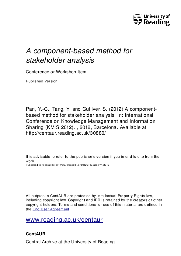 (PDF) Component-Based Stakeholder Identification Method