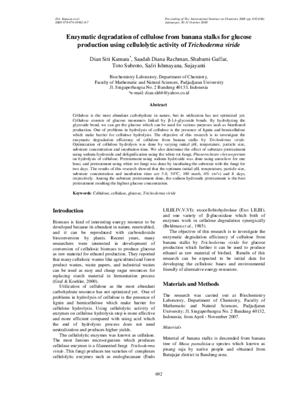 (PDF) Enzymatic degradation of cellulose from banana stalks for glucose ...
