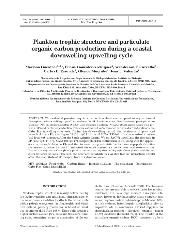 (PDF) Plankton trophic structure and particulate organic carbon ...
