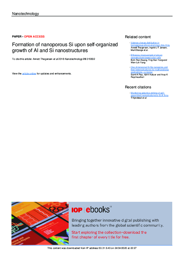(PDF) Formation of nanoporous Si upon self-organized growth of Al and ...