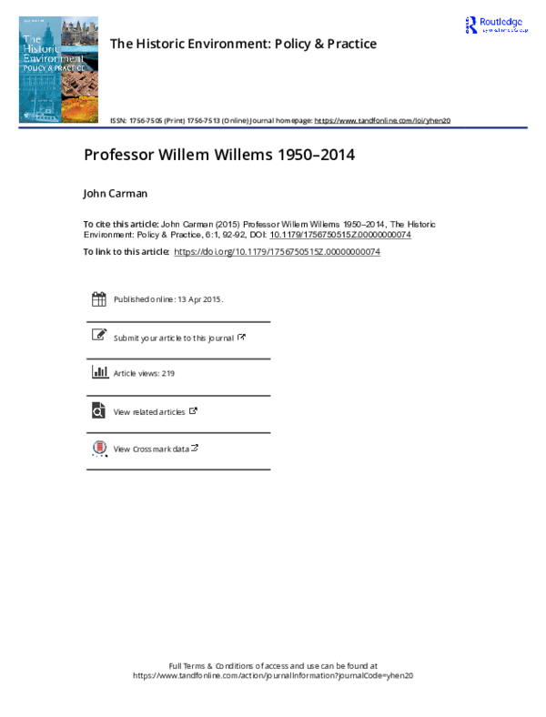(PDF) Professor Willem Willems 1950–2014
