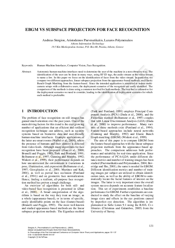 Pdf Ebgm Vs Subspace Projection For Face Recognition
