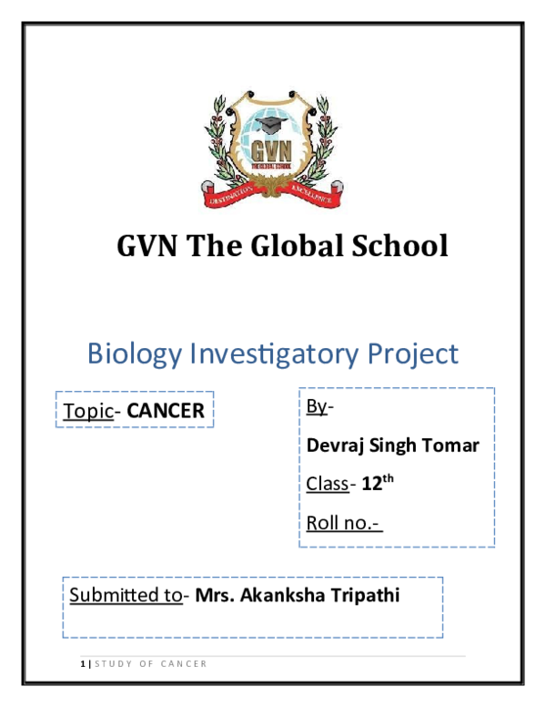 (DOC) CANCER INVESTIGATORY PROJECT