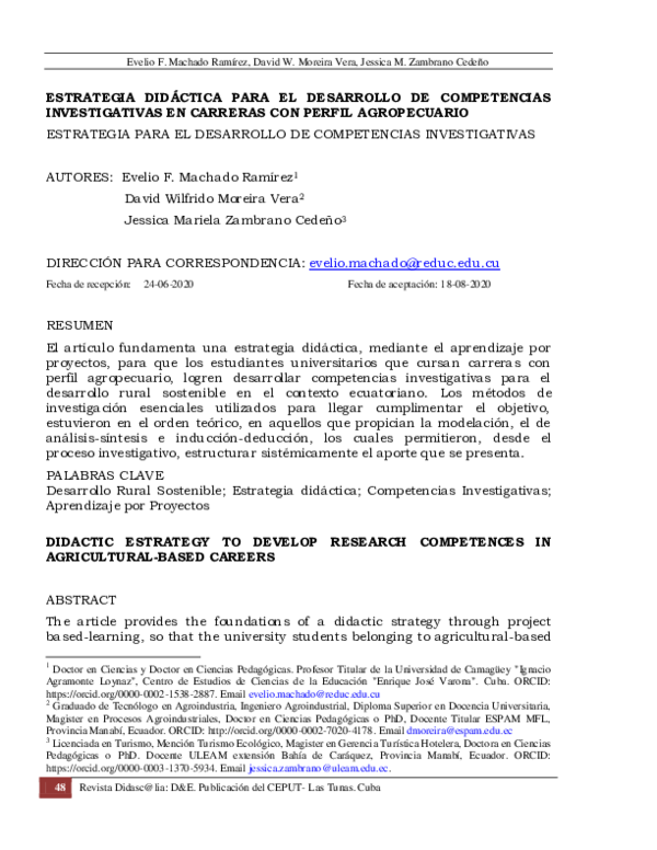 (PDF) Estrategia didáctica para el desarrollo de competencias investigativas en carreras con ...