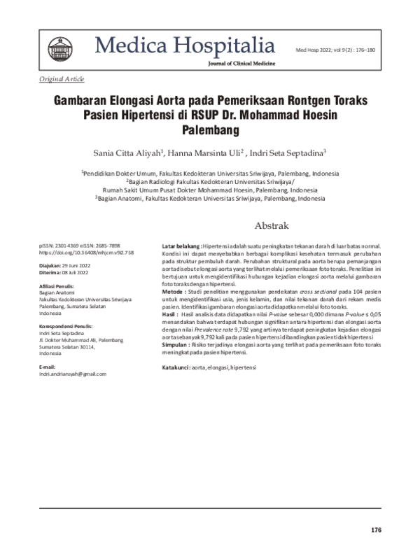 (PDF) Gambaran Elongasi Aorta pada Pemeriksaan Rontgen Toraks Pasien ...