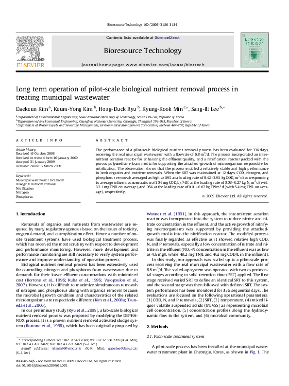 (PDF) Long term operation of pilot-scale biological nutrient removal ...