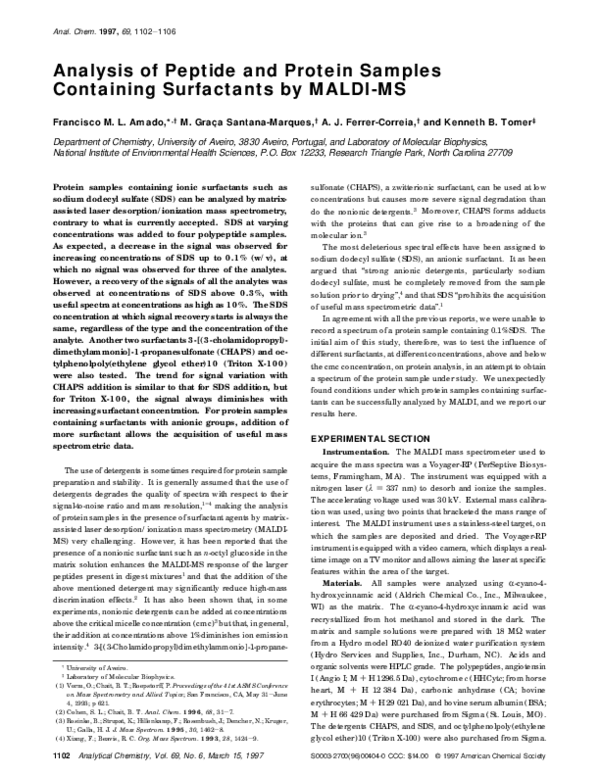 (PDF) Analysis of Peptide and Protein Samples Containing Surfactants by ...
