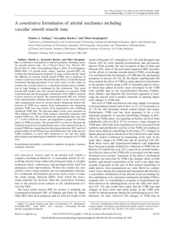 (PDF) A constitutive formulation of arterial mechanics including ...