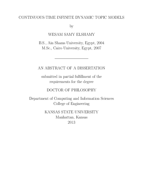 (PDF) Continuous-Time Infinite Dynamic Topic Models