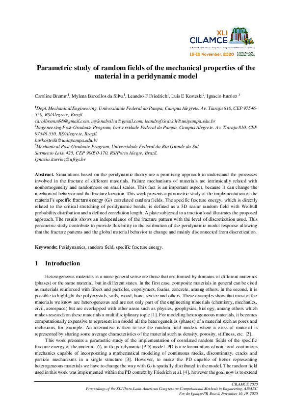 (PDF) Parametric study of random fields of the mechanical properties of the material in a ...