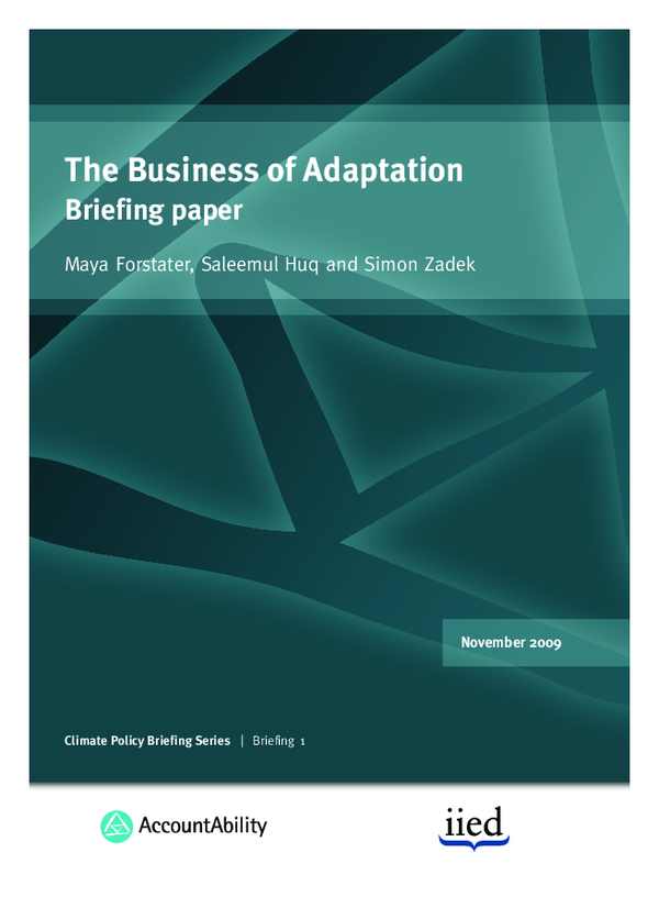 (PDF) The Business of Adaptation Briefing paper