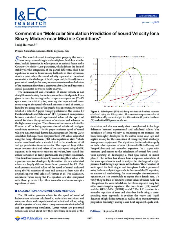 (PDF) Comment on “Molecular Simulation Prediction of Sound Velocity for ...